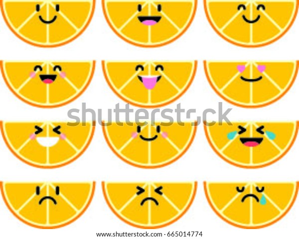Fruit Emoticon Set Colorful Flat Cartoon Stock Vector (Royalty Free ...