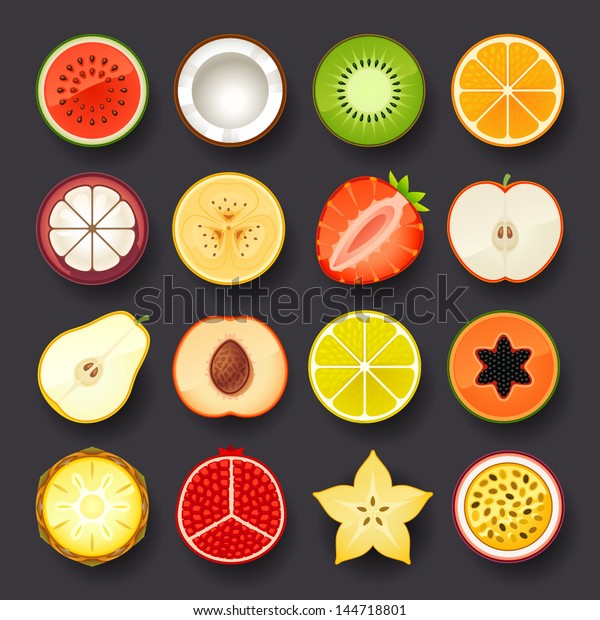 Fruit Icon Set Stock Vector (Royalty Free) 144718801 | Shutterstock