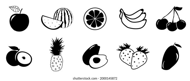 Fruit Icons Set Vector Outline Illustration Stock Vector (Royalty Free ... Fruit Icons Set Vector Outline Illustration Stock Vector (Royalty Free ...