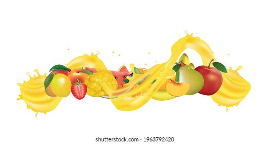 Fruit Juice Splash Vector Illustration Stock Vector (Royalty Free ...