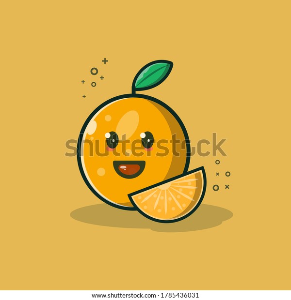 Fruit Orange Cute Kawaii Chibi Logo Stock Vector (Royalty Free ...