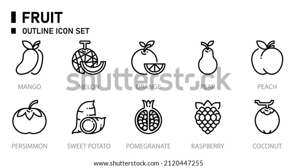 Fruit Outline Icon Set Fruit Icon Stock Vector (Royalty Free ...