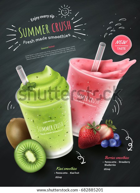 Fruit Smoothies Ads Kiwi Berries Smoothie Stock Vector (Royalty Free ...