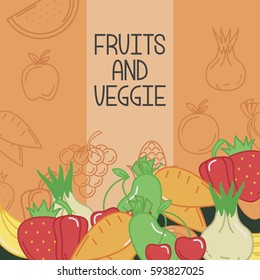 Fruit Vegetable Poster Background Stock Vector (Royalty Free) 593827025 ...