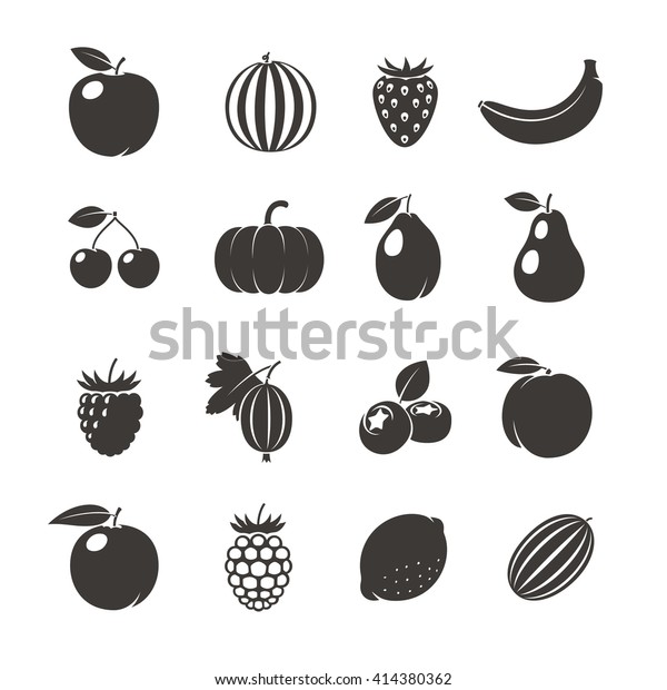 Fruits Black Icons Different Fruits Icons Stock Vector (Royalty Free ...