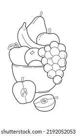 Fruits Bundle Vector Drawing Outline Drawing Stock Vector (Royalty Free ...