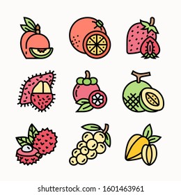 Fruits Color Vector Icons Stock Vector (Royalty Free) 1601463961 ...