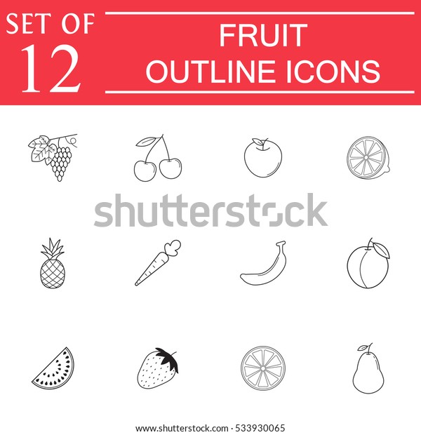 Fruits Line Pictograms Package Organic Vegetarian Stock Vector (Royalty ...
