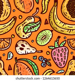 Fruits Seamless Pattern Fresh Fuits Berries Stock Vector (Royalty Free ...