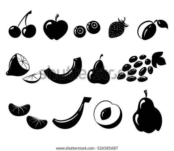 Fruits Silhouette Set Stock Vector (Royalty Free) 526585687 | Shutterstock