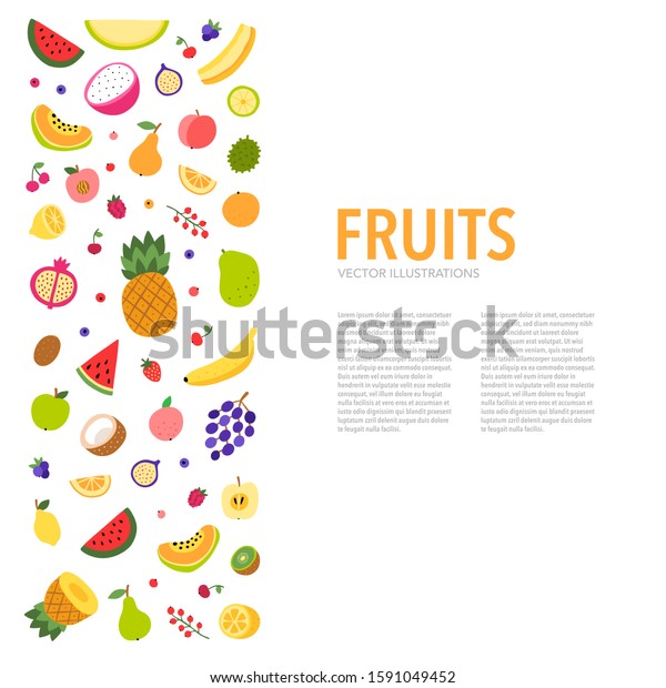 Fruits Vector Template Cute Food Concept Stock Vector (Royalty Free ...