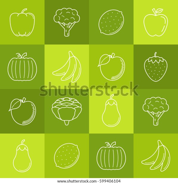 Fruits Vegetables Lineart Minimal Vector Iconset: vector de stock ... Fruits Vegetables Lineart Minimal Vector Iconset: vector de stock ...