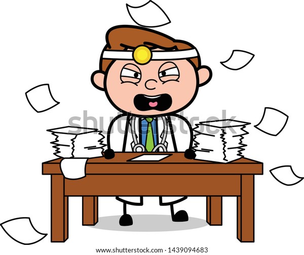 Vektor Stok Frustrated Doctor Professional Cartoon Doctor Vector (Tanpa ...