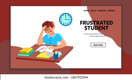 Frustrated Student Boy Studying Lesson Vector Stock Vector (Royalty ...