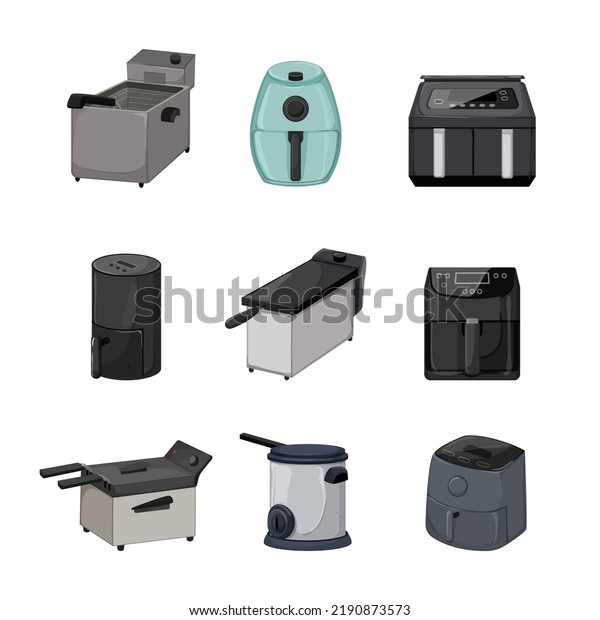 Fryer Air Kitchen Set Cartoon Airfryer Stock Vector (Royalty Free ...