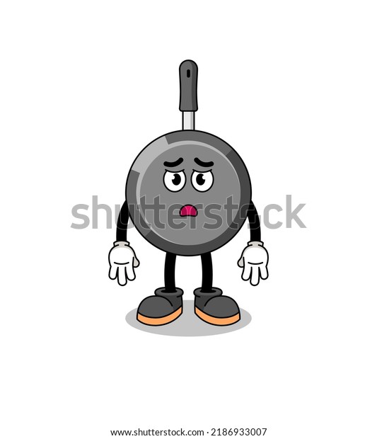 Frying Pan Cartoon Illustration Sad Face: เวกเตอร์สต็อก (ปลอดค่า ...