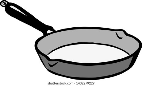 Frying Pan Hand Drawn Outline Doodle Stock Vector (Royalty Free) 1432279229