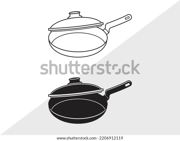 Vektor Stok Frying Pan Svg Printable Vector Illustration (Tanpa Royalti ...