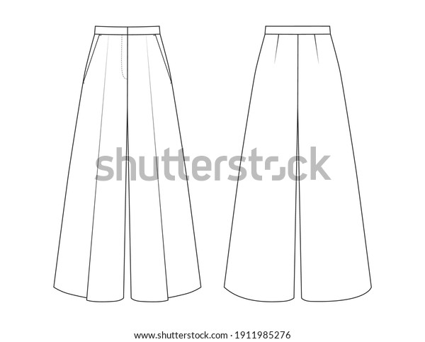 Fshion Technical Drawing Palazzo Culottes Stock Vector (Royalty Free ...