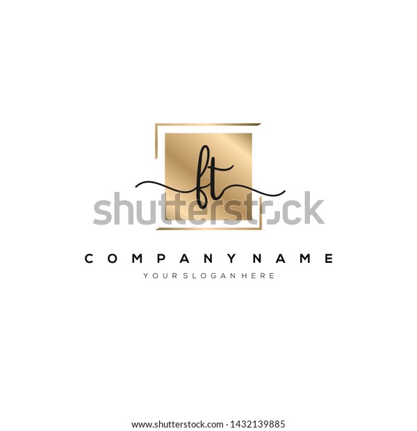 FT handwriting initial logo template vector.