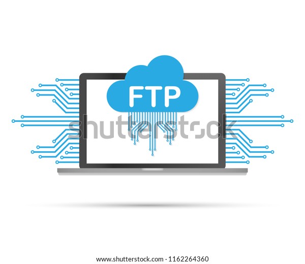 Icono de transferencia de archivos FTP en el portátil. Icono de ...