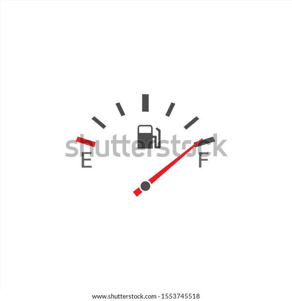 Fuel tank indicator. Full fuel meter, Vector on white background