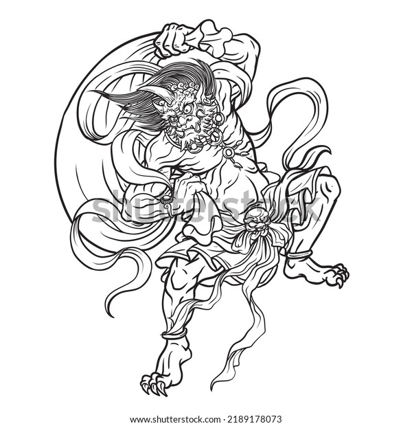Fujin Wind God Japan Vector Illustrationjapanese Stock Vector (Royalty ...