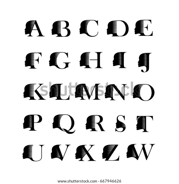 Full Alphabet Containing Stylized Capital Letters Stock Vector (Royalty ...