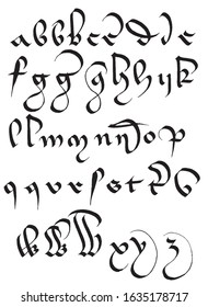 Full Alphabet Capital Calligraphic Handwriten Letters Stock Vector ...