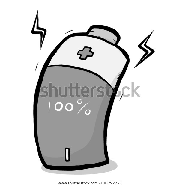 Full Battery Cartoon Vector Illustration Grayscale Stock Vector ...