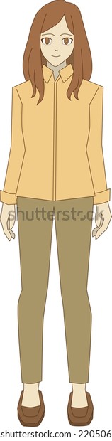 Full Body Woman Character Vector Illustration: เวกเตอร์สต็อก (ปลอดค่า ...
