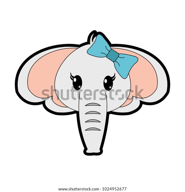 Full Color Female Elephant Head Cute Stock Vector (Royalty Free ...