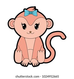 Full Color Female Monkey Cute Animal Stock Vector (Royalty Free ...