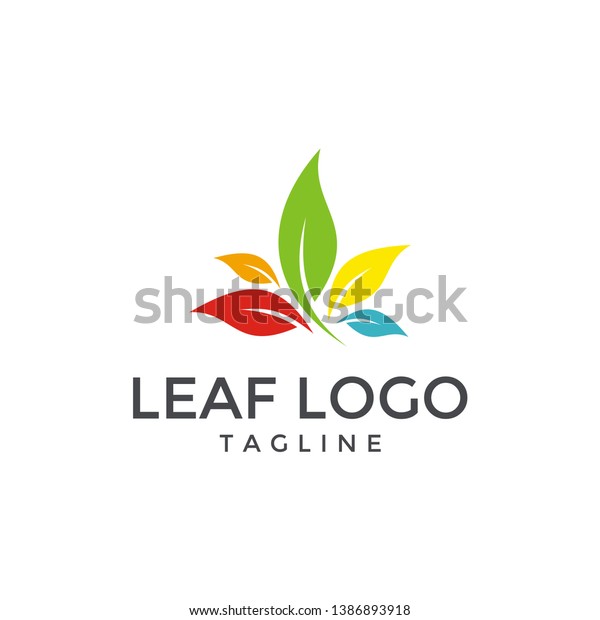 Full Color Leaf Logo Company Stock Vector (Royalty Free) 1386893918