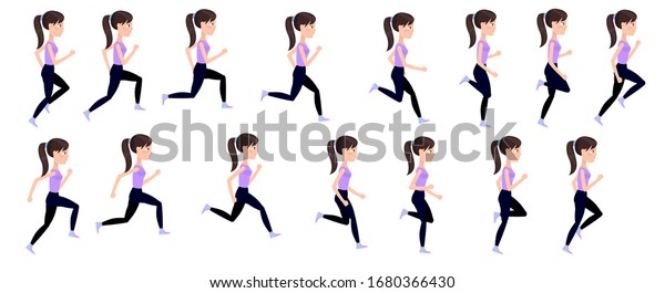 Full Cycle Animation Womens Running Young Stock Vector (Royalty Free ...