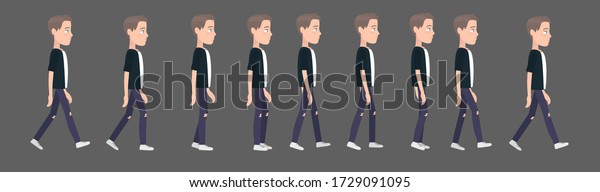 Full Cycle Gait Animation Young Guy Stock Vector (Royalty Free ...