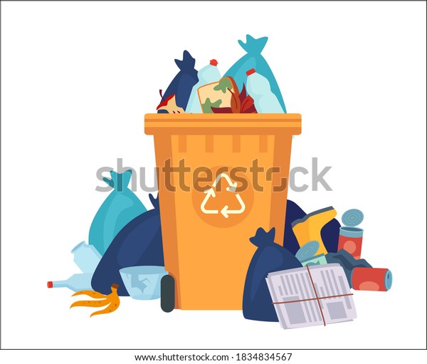 Full Garbage Bin Overflowing Recycling Container Stock Vector (Royalty ...