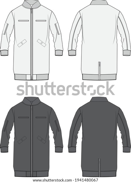 Full Length Bomber Jacket Templates Stock Vector (Royalty Free ...