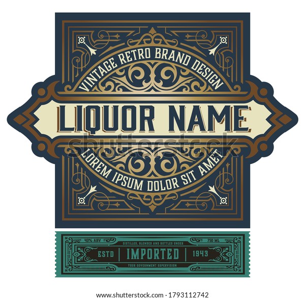 Full Liquor Label Design Front Back Stock Vector (Royalty Free ...