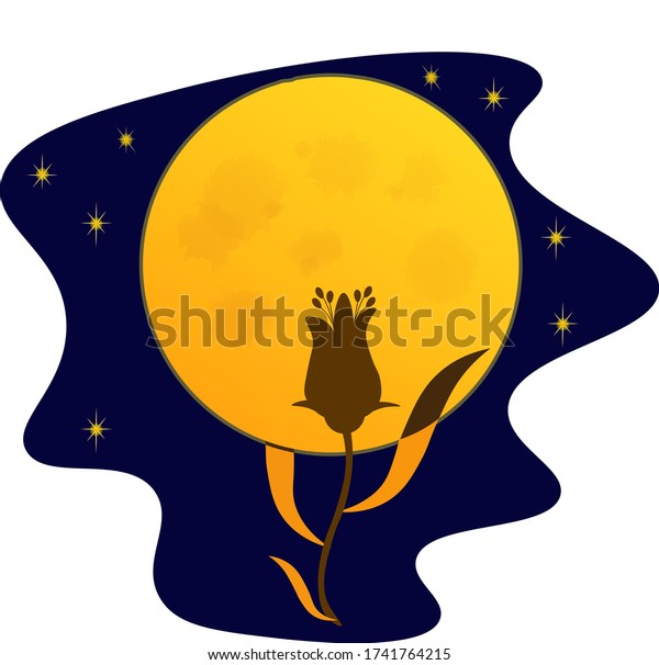 Full Moon Flower Vector Ilustration Stock Vector (Royalty Free ...