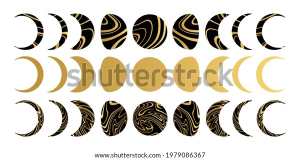 Full Moon Liquid Gold Moon Phases Stock Vector (Royalty Free ...