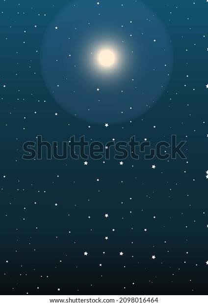 Full Moon Starry Night Gradient Sky Stock Vector (Royalty Free ...