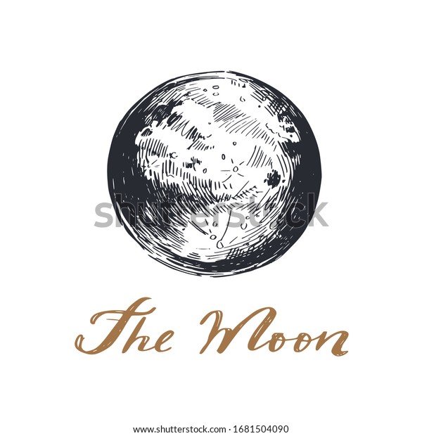 Full Moon Vector Vintage Illustration Cosmic Stock Vector (Royalty Free ...