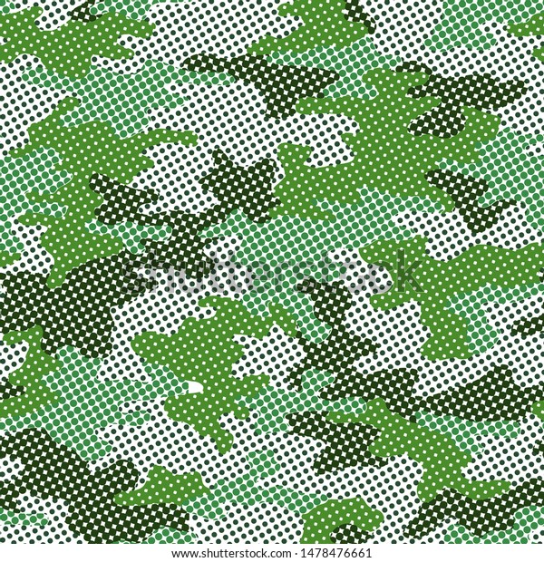 Full Seamless Halftone Modern Dots Camouflage Stock Vector (Royalty ...