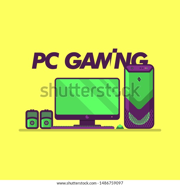 Full Set Desktop Pc Gaming Stock Vector (Royalty Free) 1486759097 ...