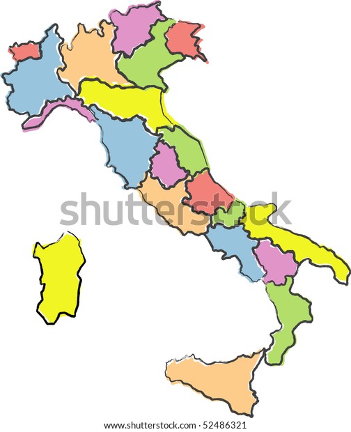 Fullcolor Map Italy Region Borders Traced Stock Vector (Royalty Free ...