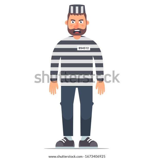 Fulllength Isolated Prisoner Striped Clothing On Stock Vector (Royalty ...