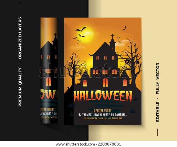 Fully Editable Halloween Flyer Poster Design Stock Vector (Royalty Free ...
