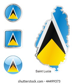Shape Map Flag Saint Lucia Country Stock Vector (Royalty Free) 1721109025