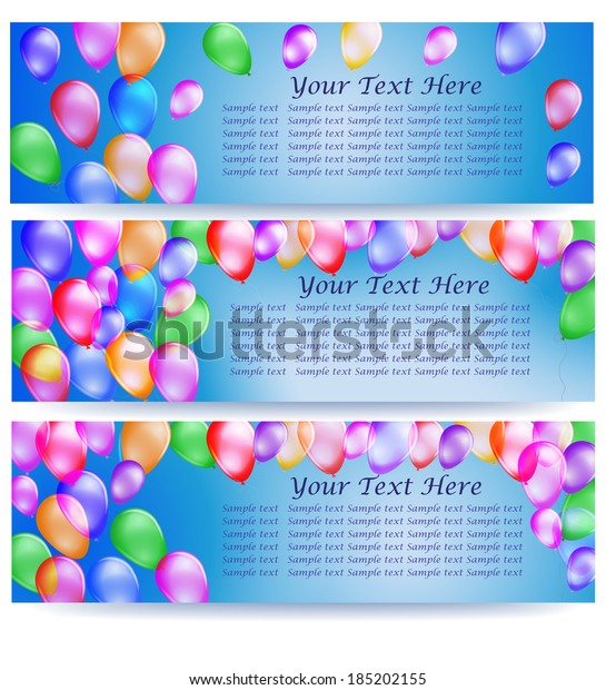 Fun Banners Colorful Balloons Vector Eps Stock Vector (Royalty Free ...